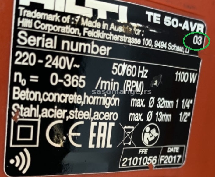 Supporting Ring, Centering Ring HILTI TE50 AVR (03) Third Generation ...